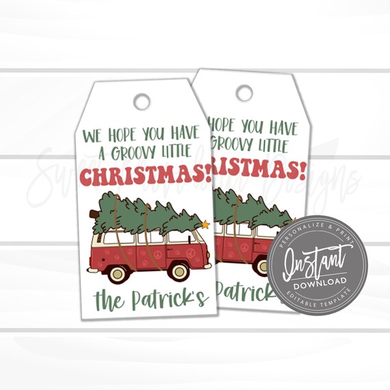 EDITABLE Christmas Favor Tag, DIY Groovy Little Christmas Favor Tag ...