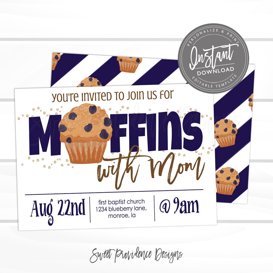 Muffins With Mom Invitation, School Flyer, Mother's Day, PTO Fundraiser ...