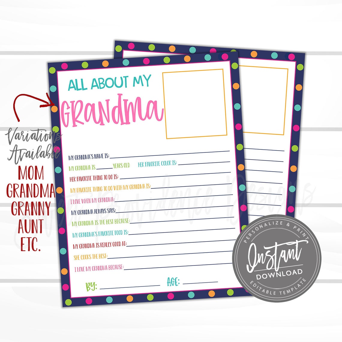 Mother's Day Card EDITABLE Questionnaire All About Mom - Etsy