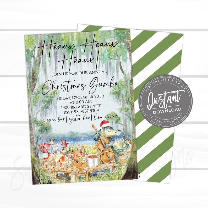 Cajun Christmas Party Invite, Heaux Heaux Heaux, Cajun Themed Invite ...