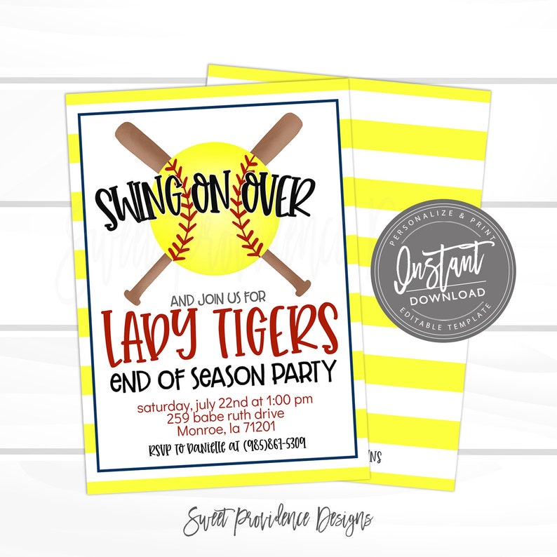 Editable Softball Party Invitation Editable End of Season | Etsy