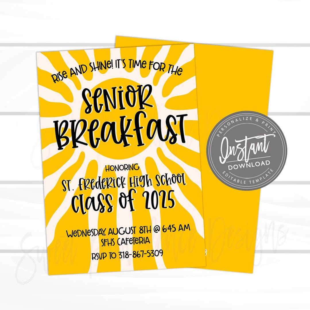 Senior Graduation Breakfast Invitation, Senior Week Grad Party Invite ... Senior Graduation Breakfast Invitation, Senior Week Grad Party Invite ...