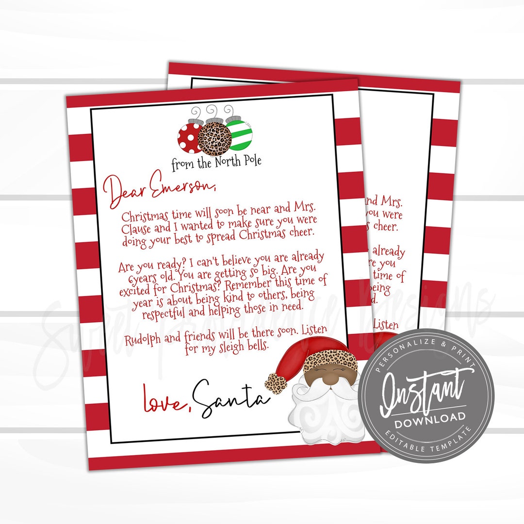 EDITABLE Letter From Santa Printable, Santa Letter Instant Download ...