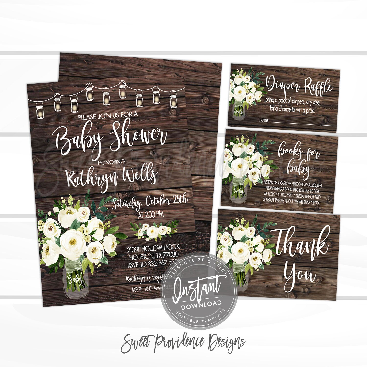 Rustic Baby Shower Invitation Kit Baby Shower Invite Gender | Etsy