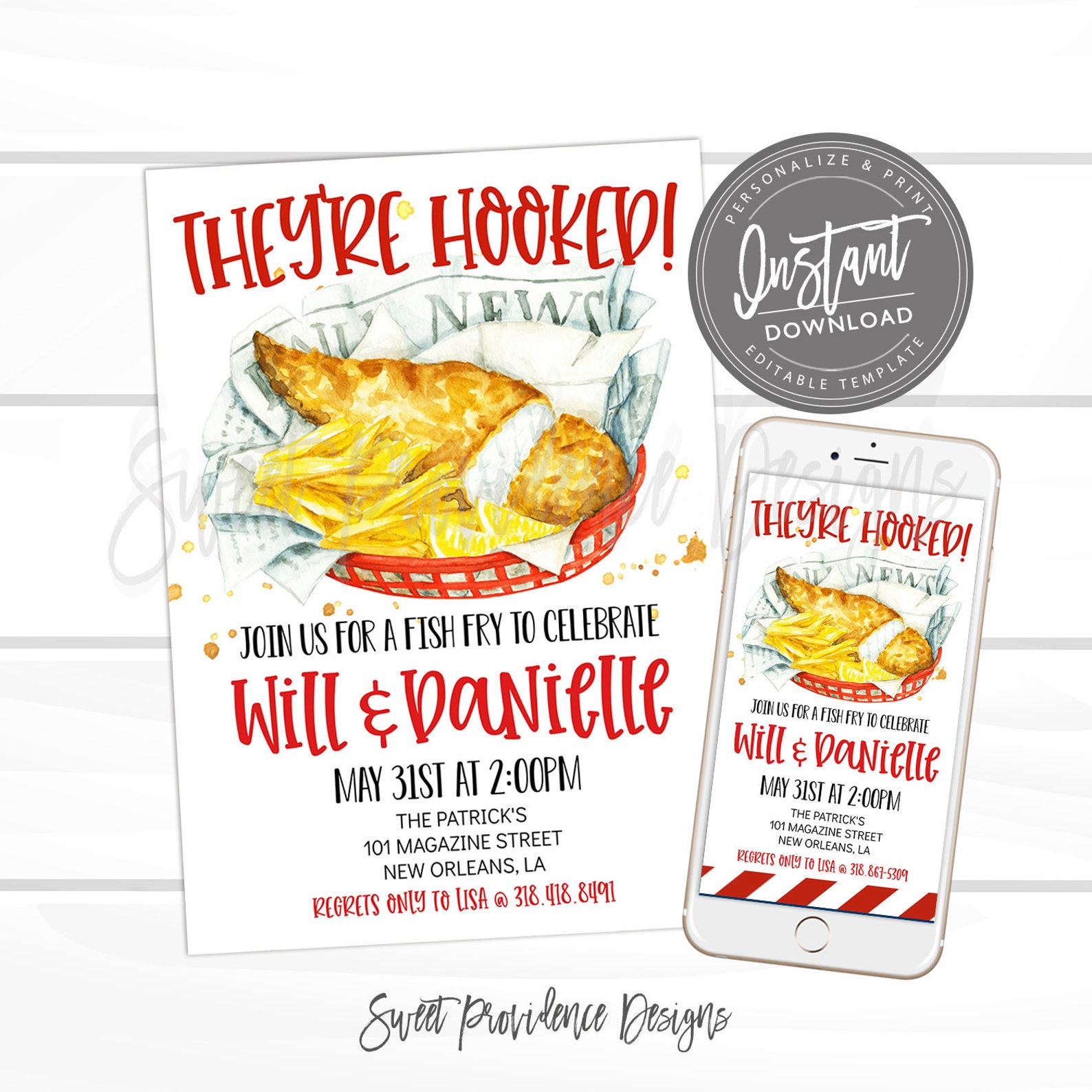 Engagement Fish Fry Invitation Fish Fry Invitation Editable | Etsy