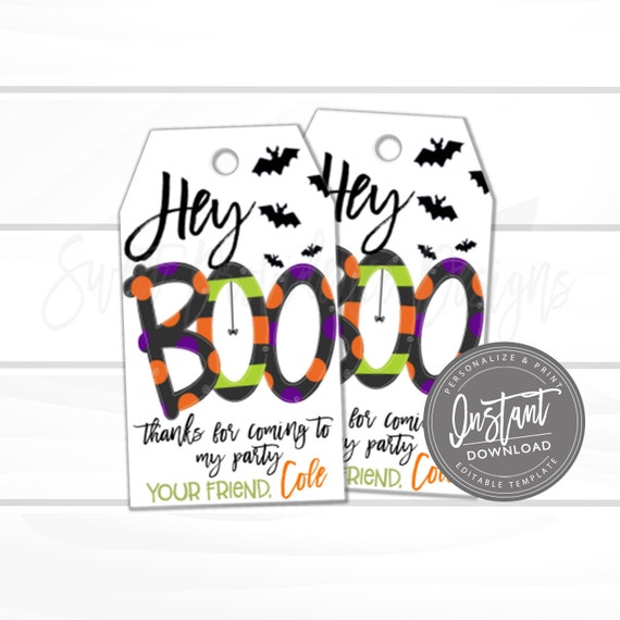 Editable Birthday Halloween Favor Tags, Personalized Halloween Tags ...