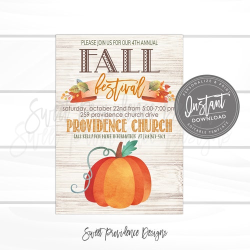 Fall Fest Flyer Fall Festival Invitation Pumpkin Fall - Etsy
