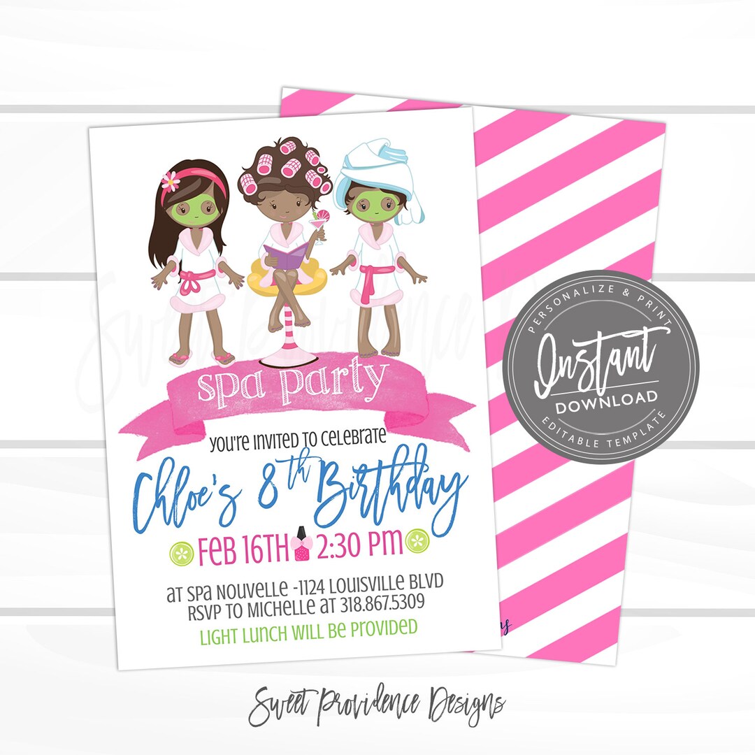 Spa Girl Birthday Invitation, Pampering Party, Girl Birthday Party ...