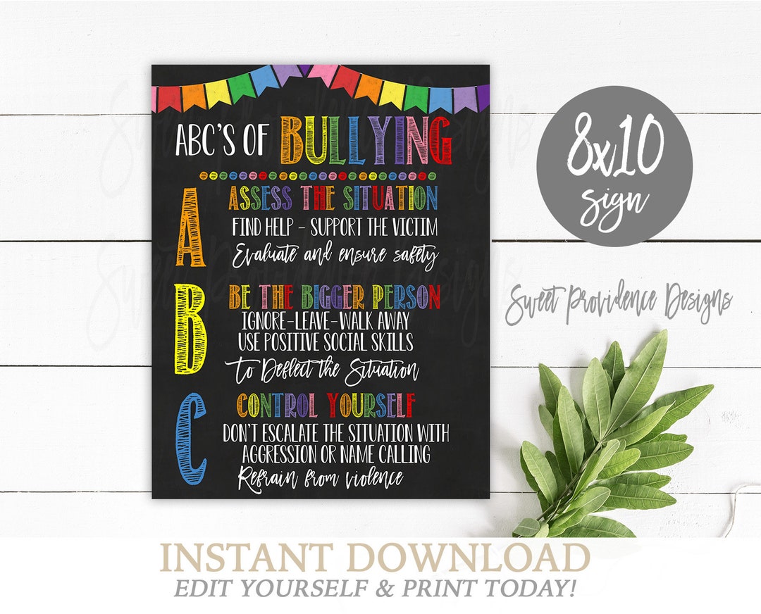 Classroom Decor, Anti-bully Poster Inspirational Art, Counselor Office ...