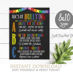 Classroom Decor, Anti-bully Poster Inspirational Art, Counselor Office ...