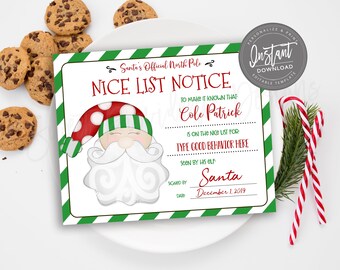 Editable Nice List Certificate Template. Santa's Official - Etsy