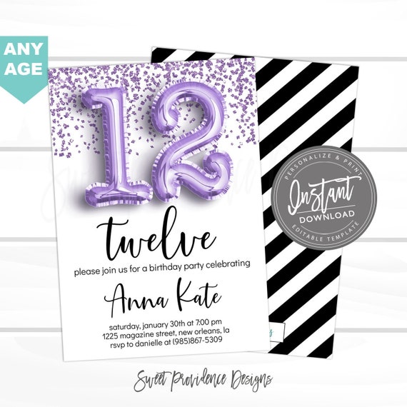 12th Birthday Party Invitations Templates