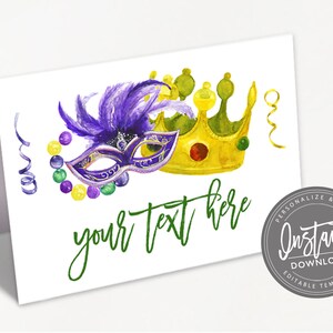 Mardi Gras Food Tent, Editable Name Place Cards, Masquerade Folded Tent ...
