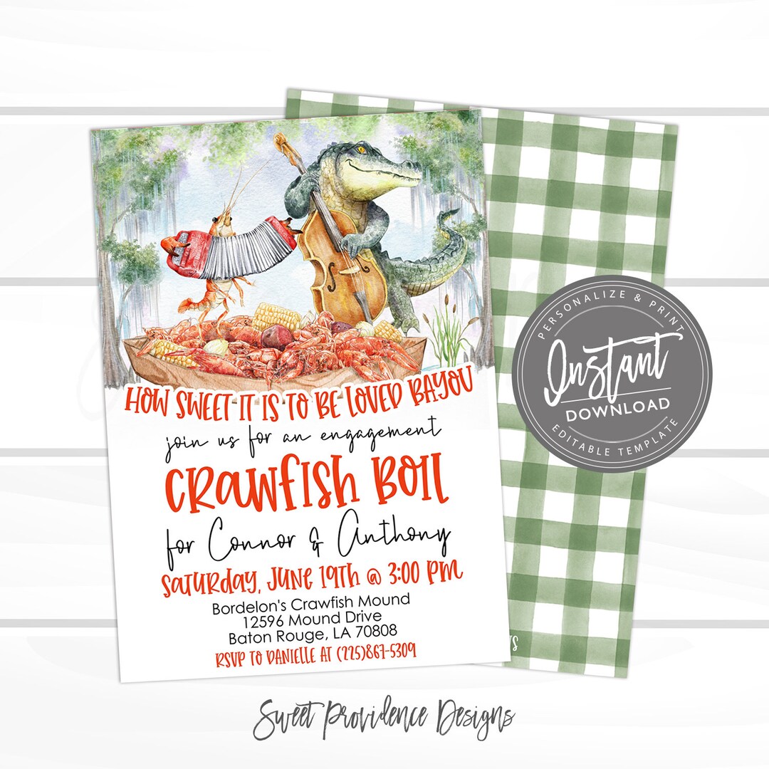 Crawfish Boil Invitation, Crawfish Couples Shower Engagement Invite ...