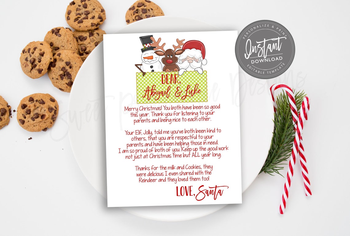 EDITABLE Letter From Santa Printable Santa Letter Instant - Etsy