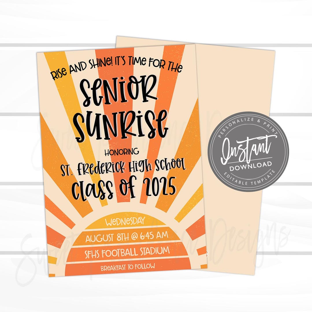 Senior Sunrise Invitation, Senior Week Grad Party Breakfast Invite ...