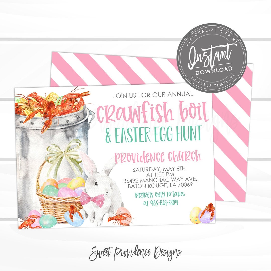 Crawfish Boil Invitation, Easter Egg Hunt Crawfish Boil Invite ...