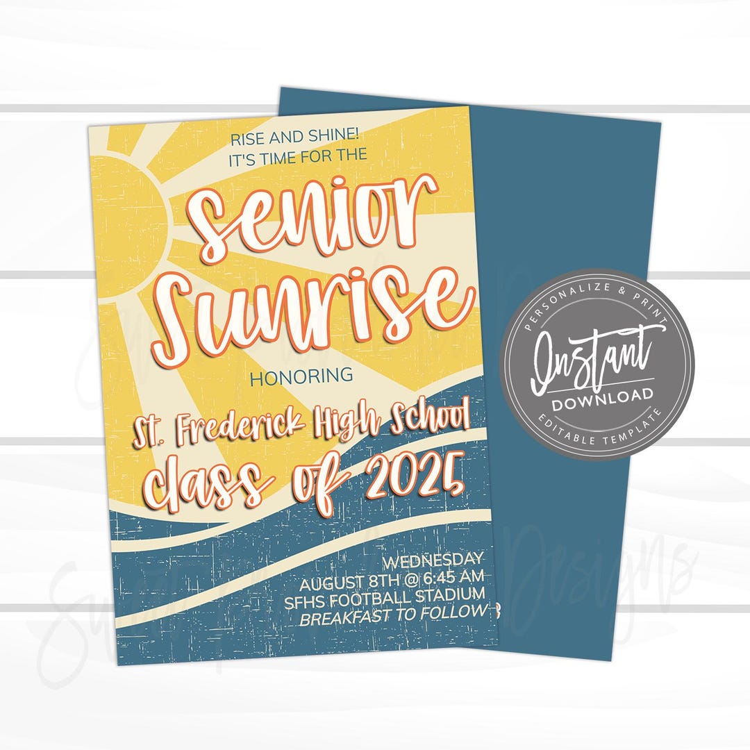 Senior Sunrise Invitation, Senior Week Grad Party Breakfast Invite ...