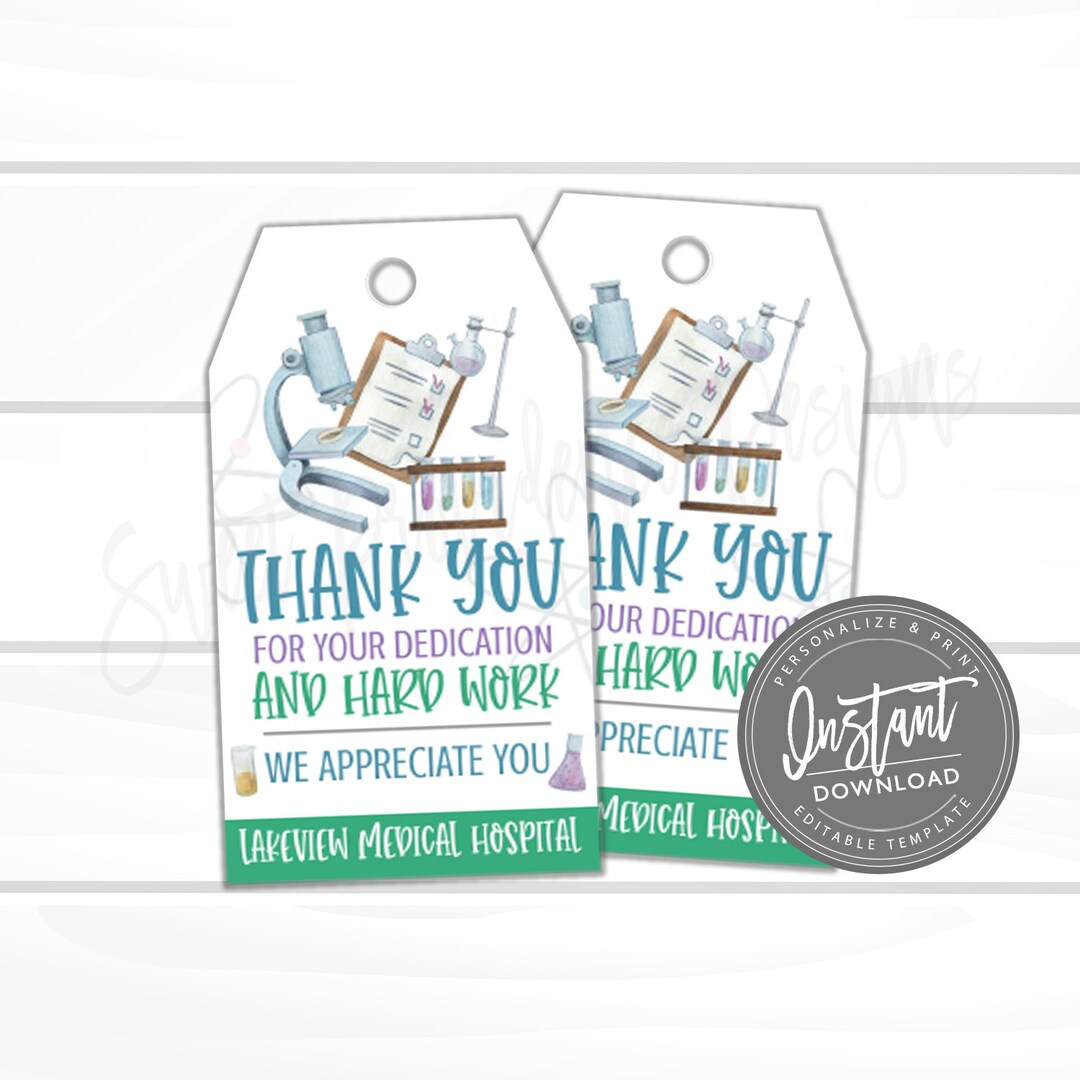 Lab Week Gift Tag, National Medical Laboratory Professionals Week Favor ...