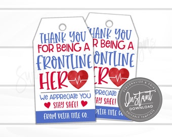 Nurse Appreciation Gift Tag, Thank You Frontlines Worker, Medical ...