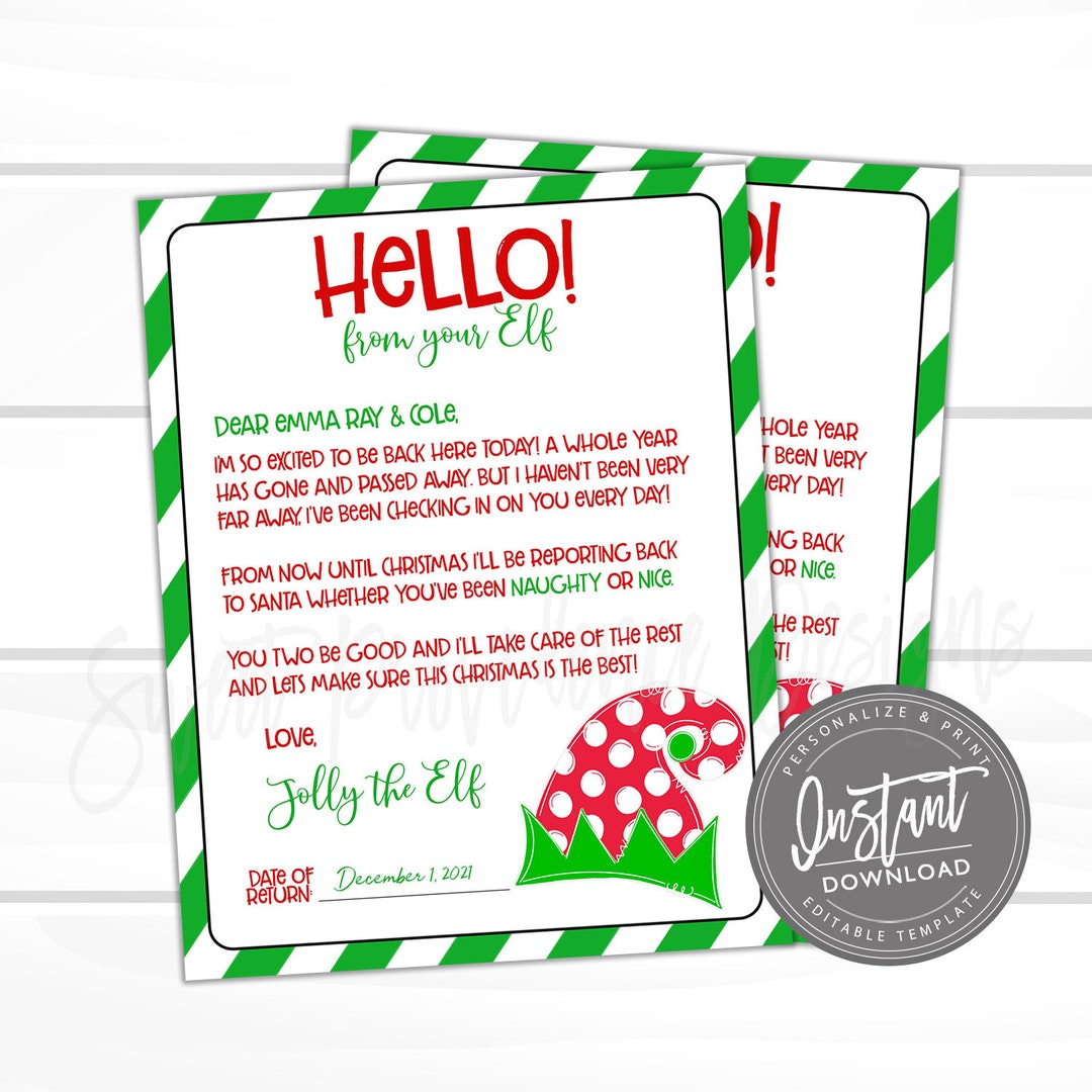 EDITABLE Elf Welcome Letter, Elf Arrival Note, Santa Letter, Custom ...