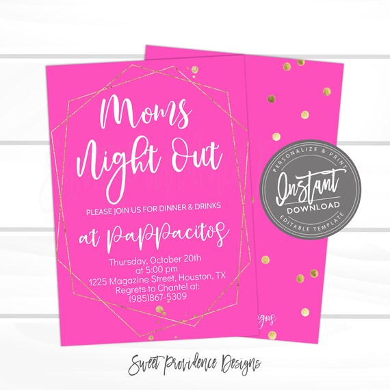 Moms Night Out Invitation Editable Girls Night Out Moms Etsy
