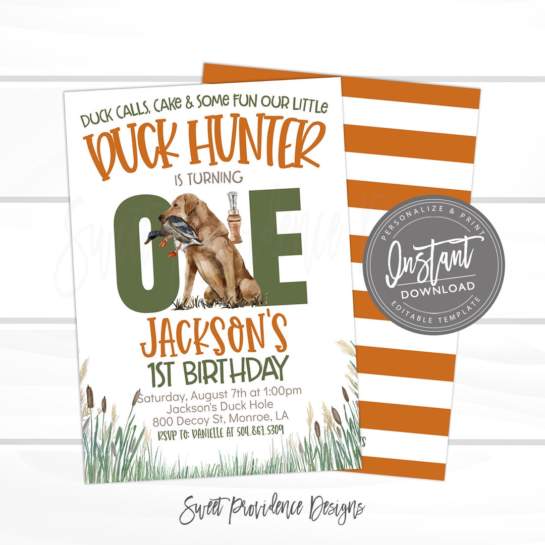 Duck Hunter First Birthday Invitation, Boy Hunting Invitation, Camo ...