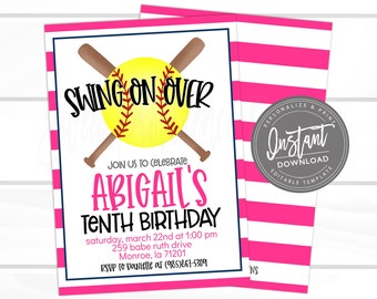 Pool Party Invite Softball - Etsy