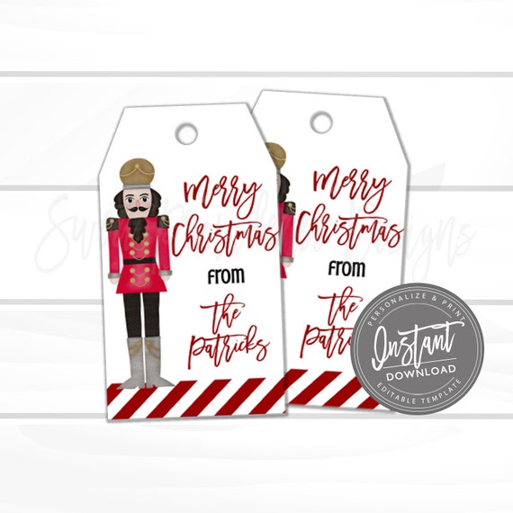 EDITABLE Nutcracker Family Favor Tag, DIY Favor Tag, Holiday Favor Tag ...