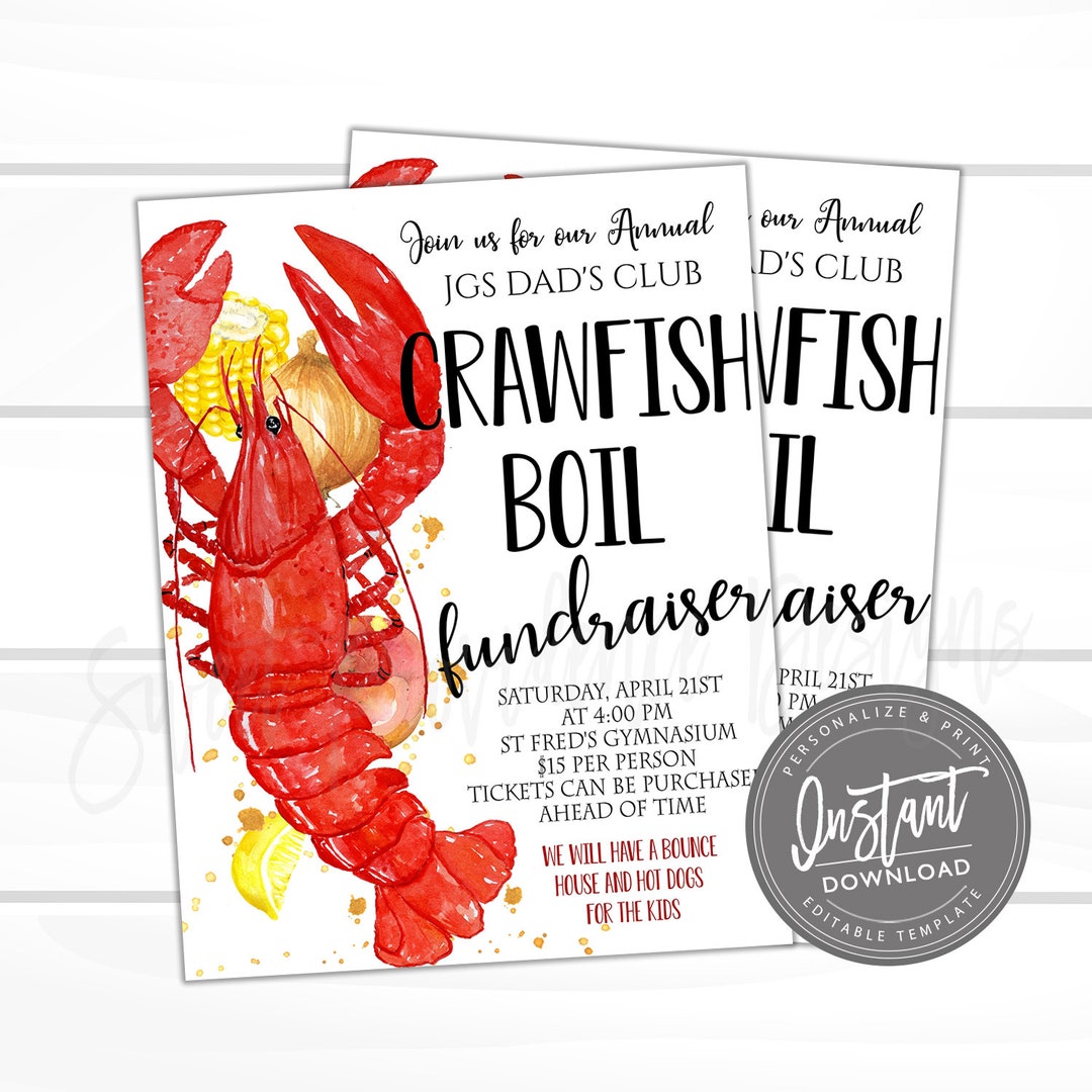 Crawfish Boil Flyer, Any Occassion Crawfish Boil Invitation, Editable ...