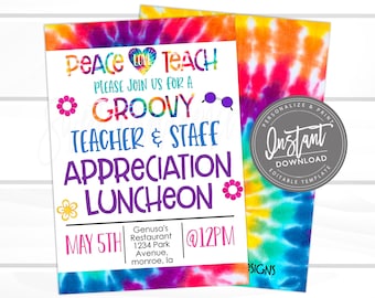 Teacher & Staff Appreciation Luncheon Editable Invitation PTA - Etsy