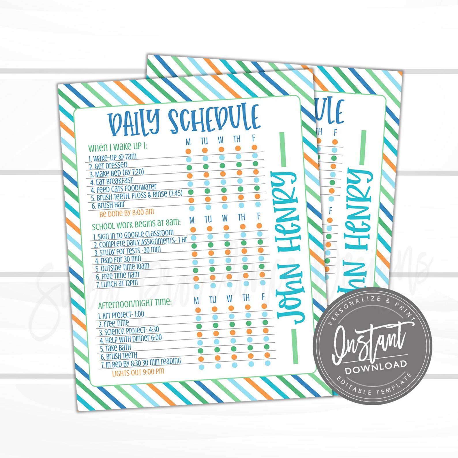Editable Home School Planner Printable Kids Daily Task List | Etsy