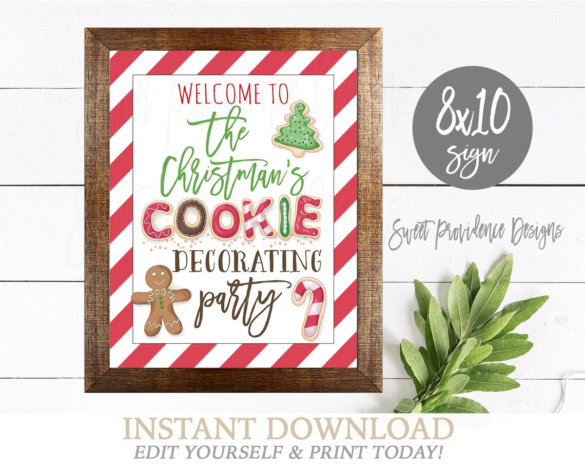 Christmas Cookie Decorating Party Welcome Sign Editable - Etsy