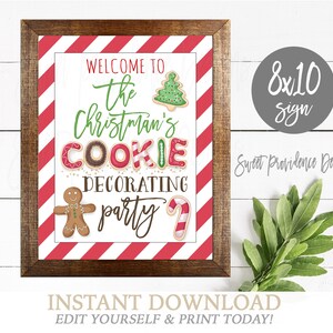 Christmas Cookie Decorating Party Welcome Sign, Editable Holiday ...