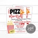 Pizza and Movie Night Flyer, School or Church Pizza Party, PTO PTA ...