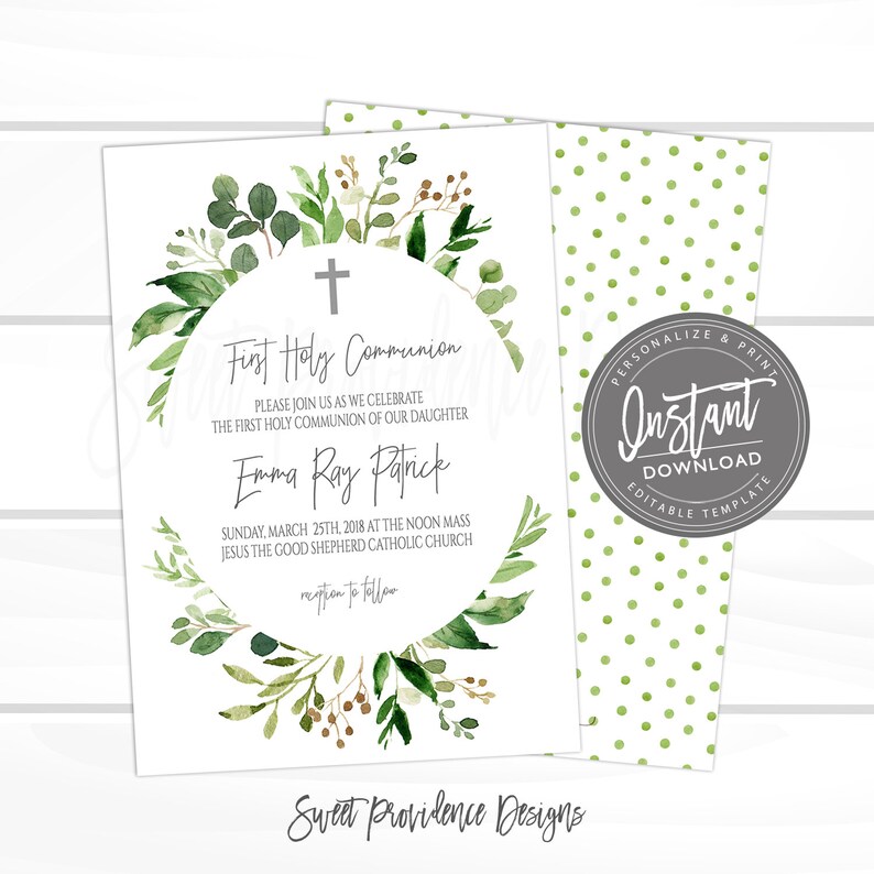 First Communion Invitation EDITABLE 1st Holy Communion Party - Etsy