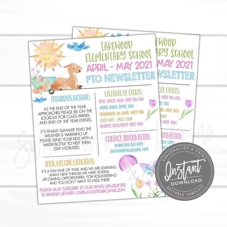 Editable PTO Newsletter PTO PTA Spring Flyer Template P.T.O | Etsy