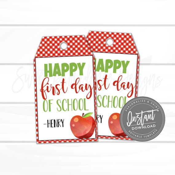Back to School Teacher Printable Gift Tag, First Day of School Favor ...