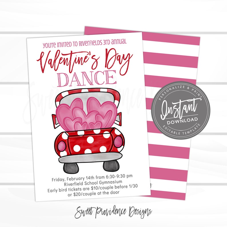 Valentine's Day Dance Invitation Editable Valentine's - Etsy