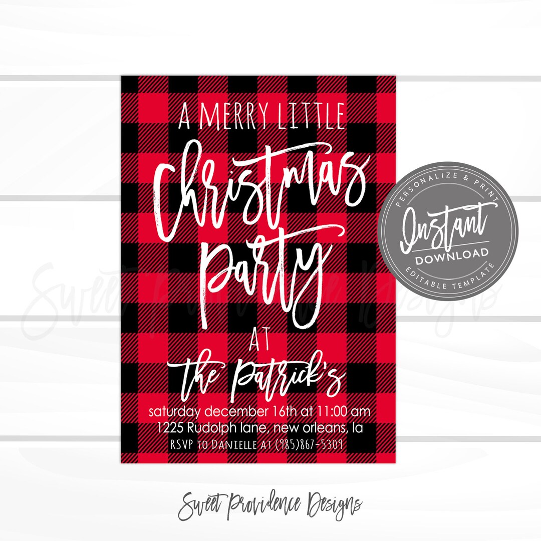 Christmas Party Invitation, Buffalo Plaid, Editable Christmas Party ...