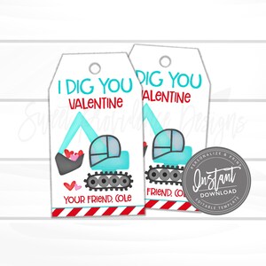 Valentine Favor Tags Editable I Dig You Valentine Tags - Etsy