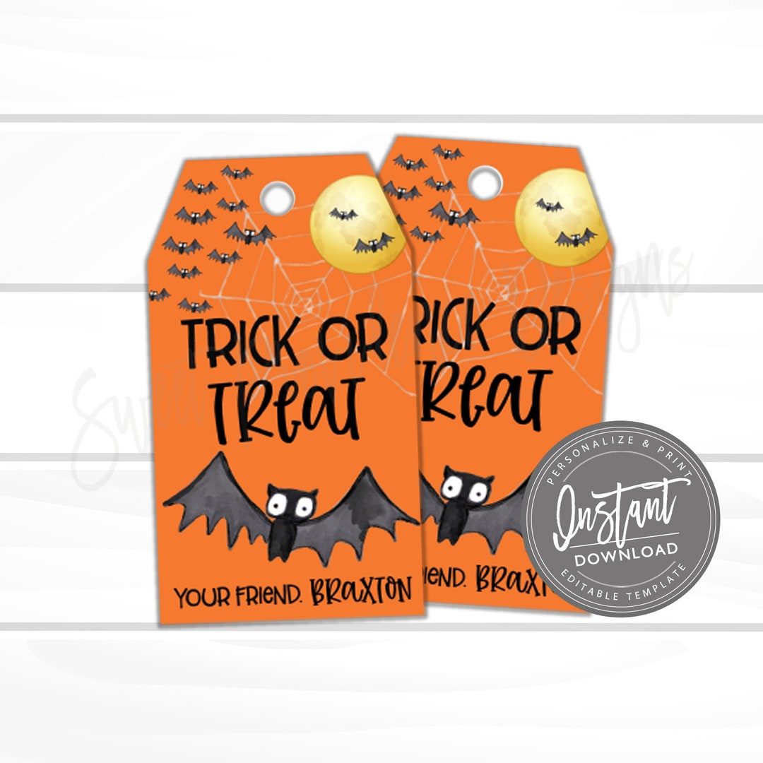 Halloween Gift Tag, Spider Web, Trick or Treat Favor Tag , Trick or ...
