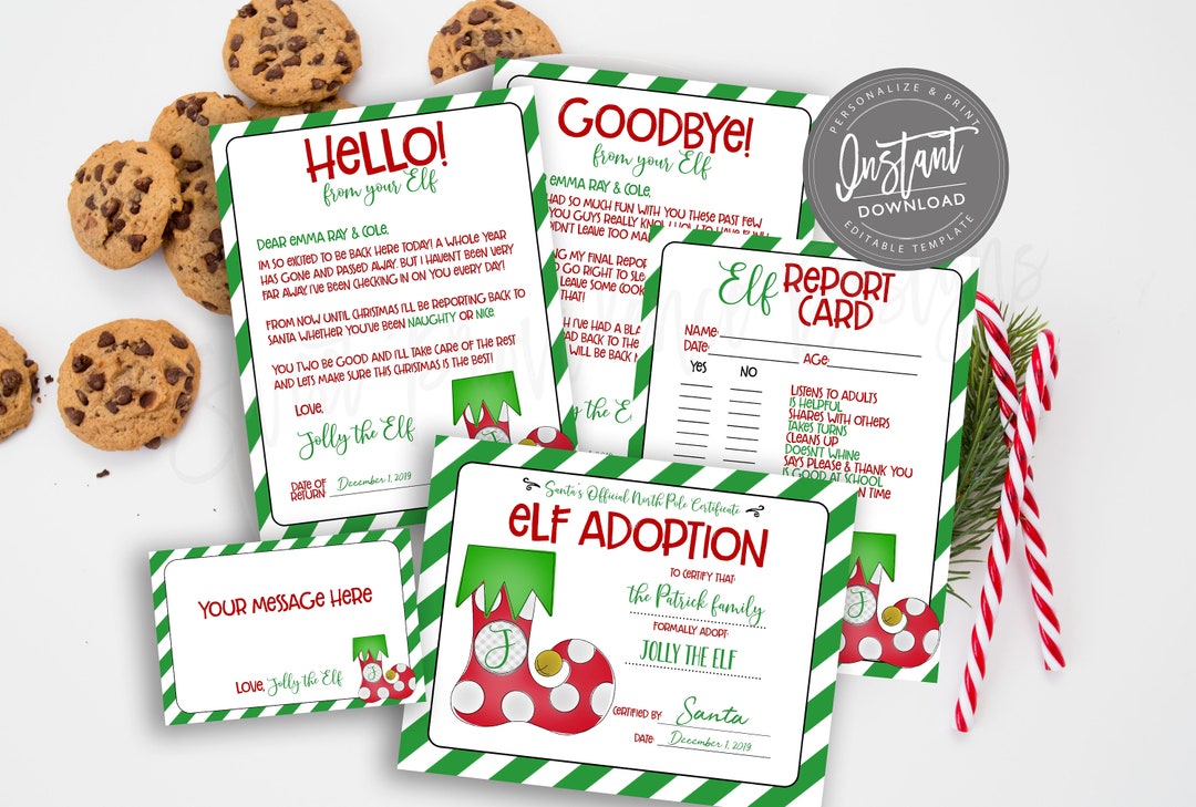 EDITABLE Elf Letter, Elf Hello Goodbye Note, Santa Letter, Custom ...
