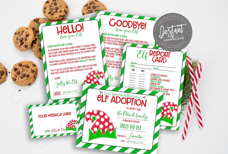 EDITABLE Elf Note Cards Printable Elf Letters Notes From the - Etsy