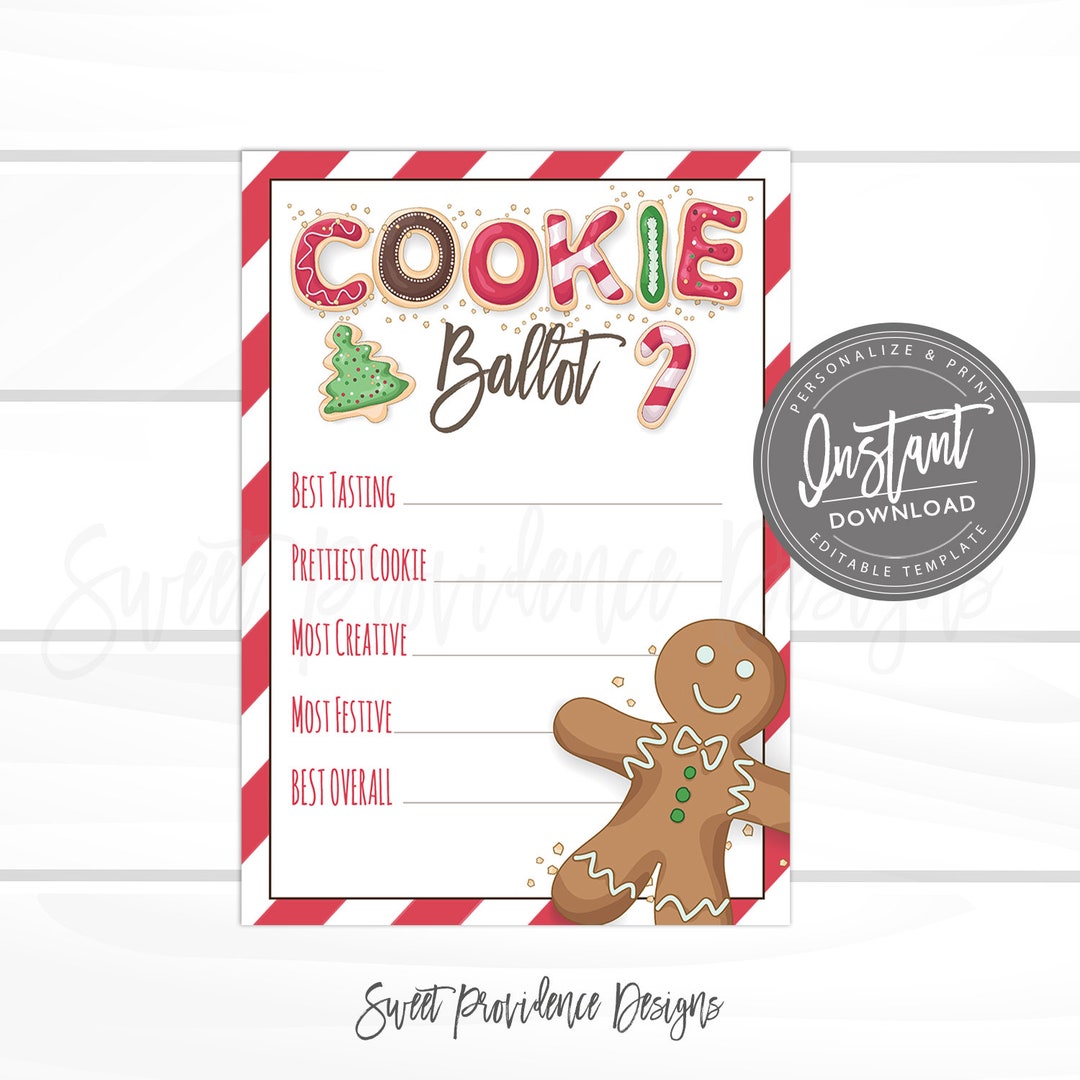 Christmas Cookie Exchange Voting Ballot,editable Christmas Cookie ...