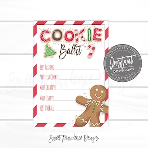 Christmas Cookie Exchange Voting Ballot,editable Christmas Cookie ...