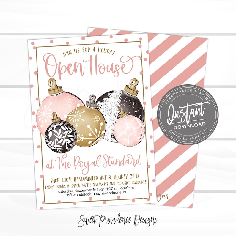 Christmas Flyer, Open House Holiday Boutique Editable Invite, Small ...