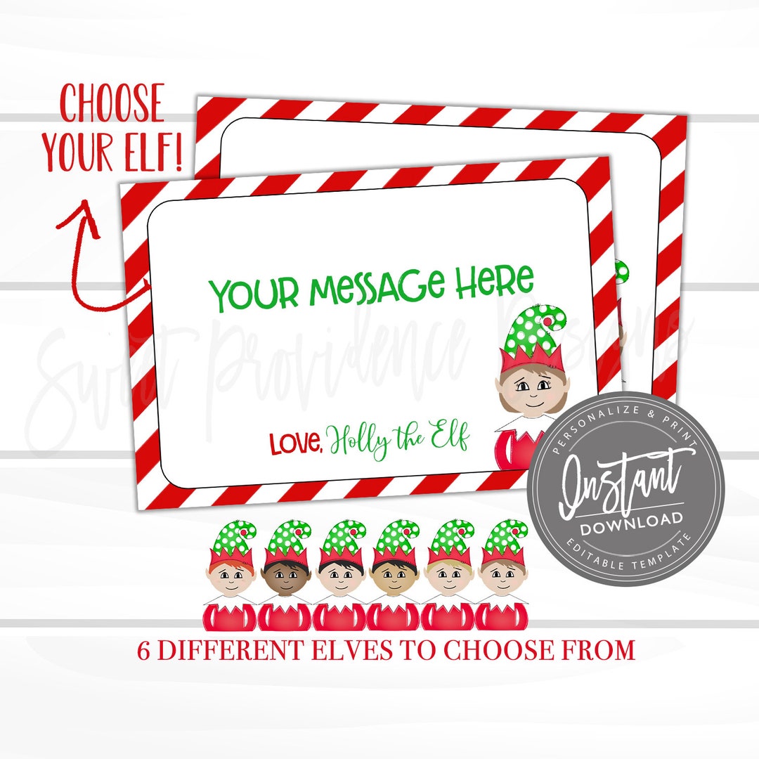 Editable Elf Stationary, Editable Elf Note Card, 2022 Santa Letter ...