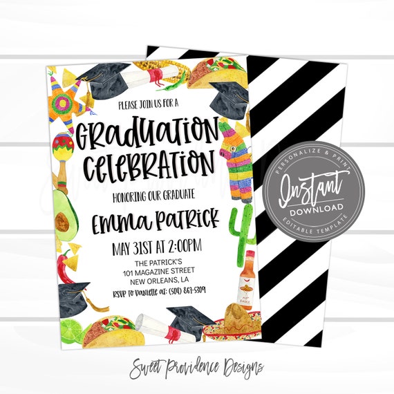 Fiesta Graduation invitation, Nacho Average Party Invite, Fiesta theme ...