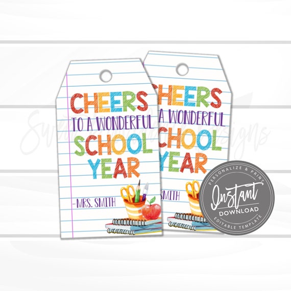Teacher Printable Gift Tag, Back to School, Thank You Favor Tag ...